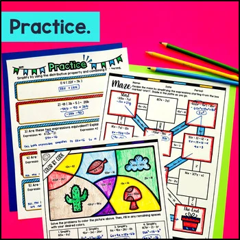 Distributive Property Guided Notes w/ Doodles | Combining Like Terms ...