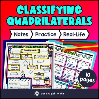 Classifying Quadrilaterals and Triangles Guided Notes & Pixel Art | 5th ...