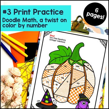 Two Step Equations Rational Numbers | 7th 8th Grade Notes Pixel Art ...