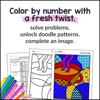 7th Grade Doodle Math BUNDLE | Twist on Color by Number Worksheets ...