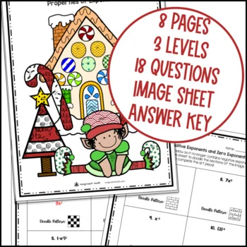 Power, Zero & Negative Exponent Rules | Christmas Doodle Math & Color ...