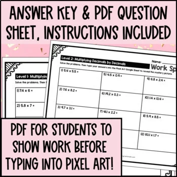 Multiplying Decimals by Decimals & Whole Numbers Digital Pixel Art ...