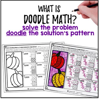 Thanksgiving Math Long Division Whole Number Quotients Doodle & Color ...