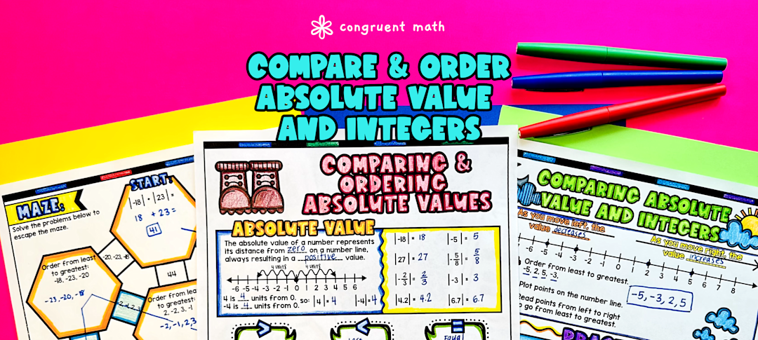 Comparing and Ordering Integers & Absolute Values of Rational Numbers ...