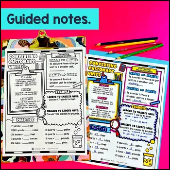 Customary Units of Measurement Conversions Guided Notes w/ Doodles ...