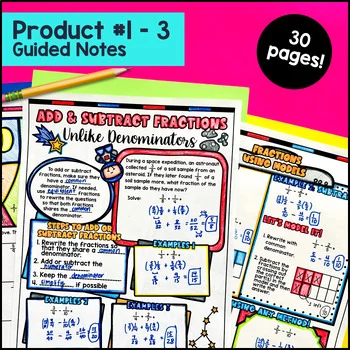 Fractions Operations Guided Notes Pixel Art Google Sheets Digital ...