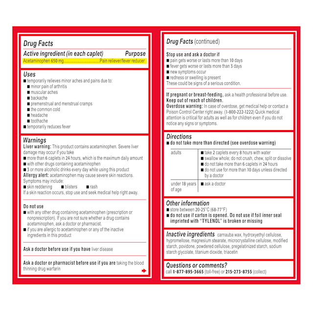 TYLENOL® 8 HR Arthritis Pain Extended Release Caplets | TYLENOL®
