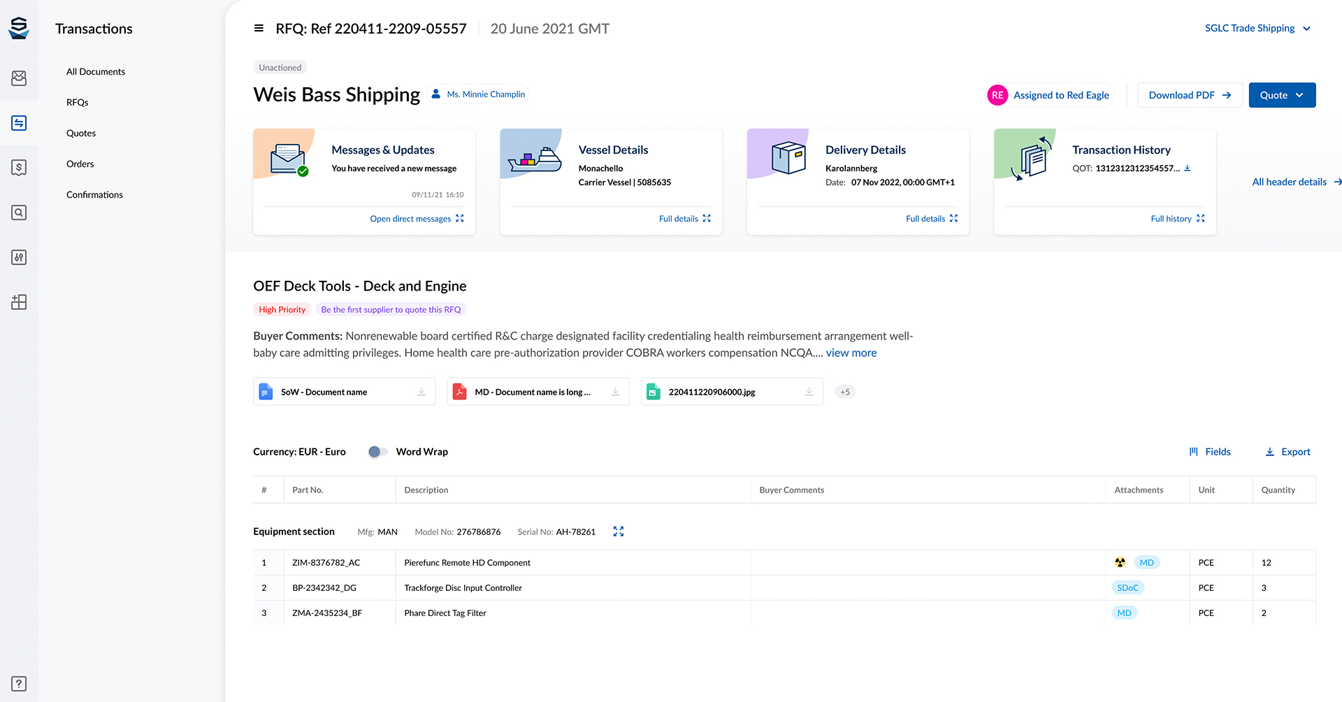 New Document view | ShipServ