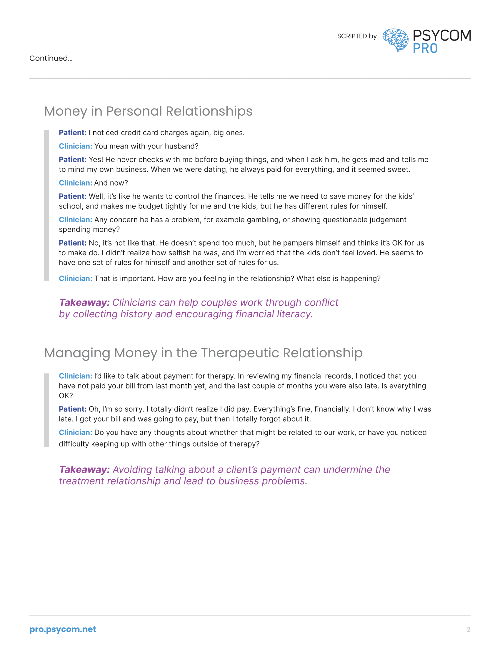 Psychiatry: How to Talk to Clients about Money and Finances