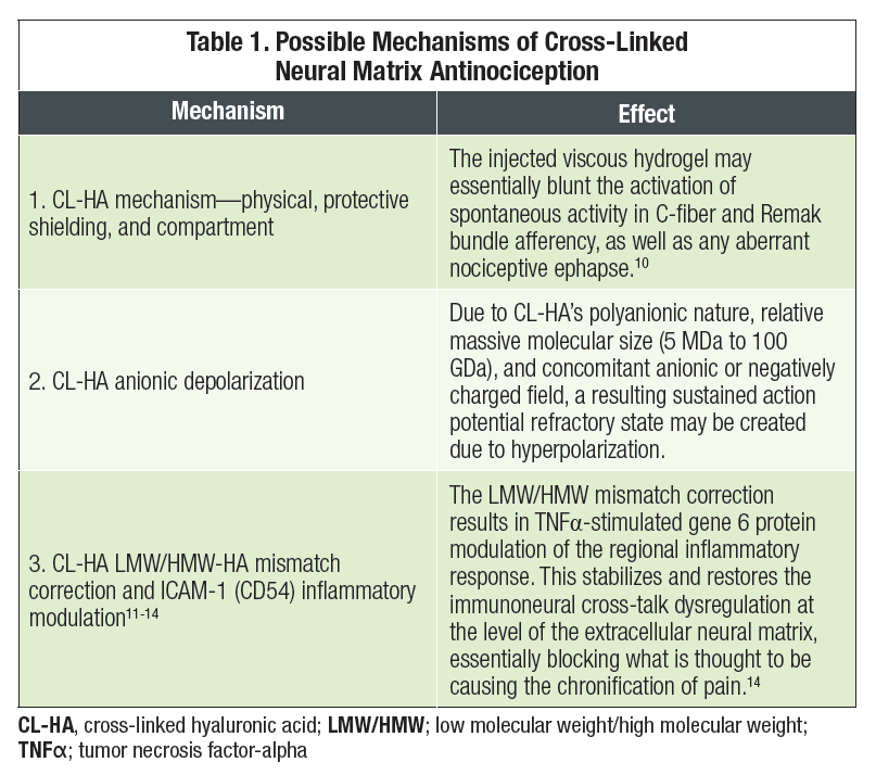 Injection of Cross-Linked Hyaluronic Acid For Neuropathic Pain