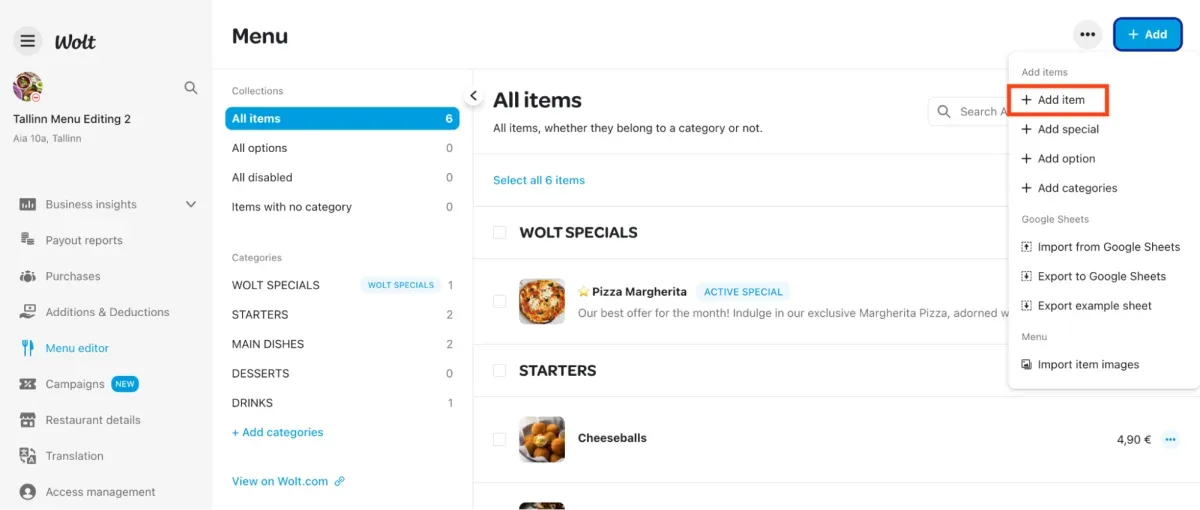 How to manage your menu on Wolt - Wolt (Austria)