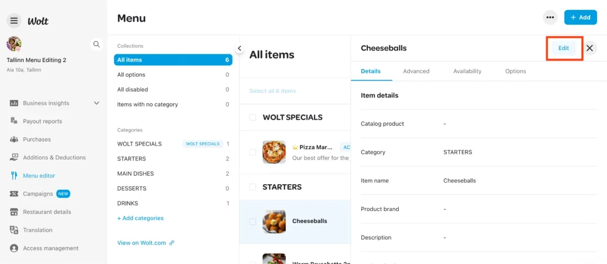 How to manage your menu on Wolt - Wolt (Austria)