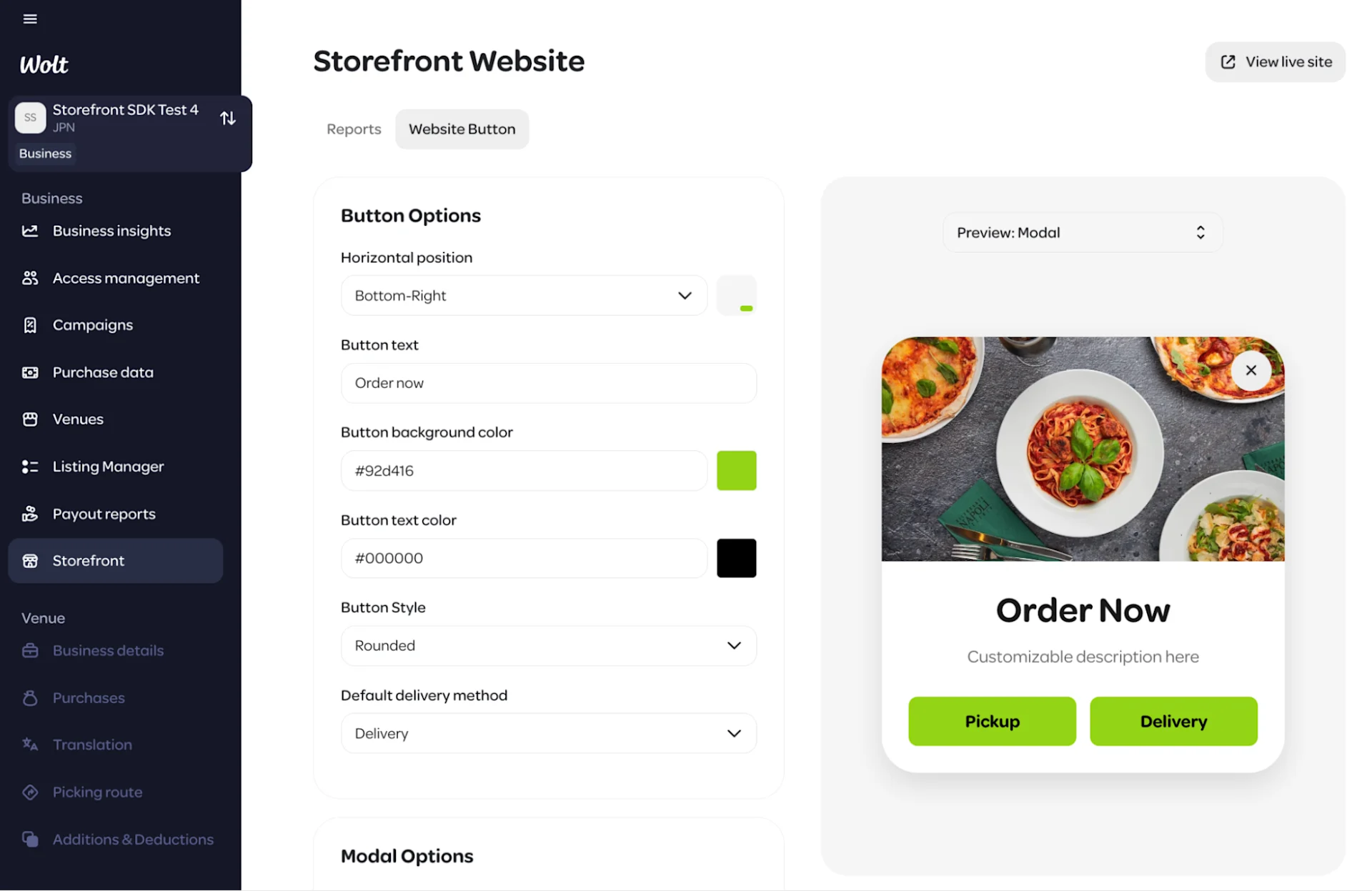 Going live with your “Order now” website button - Wolt (Estonia)