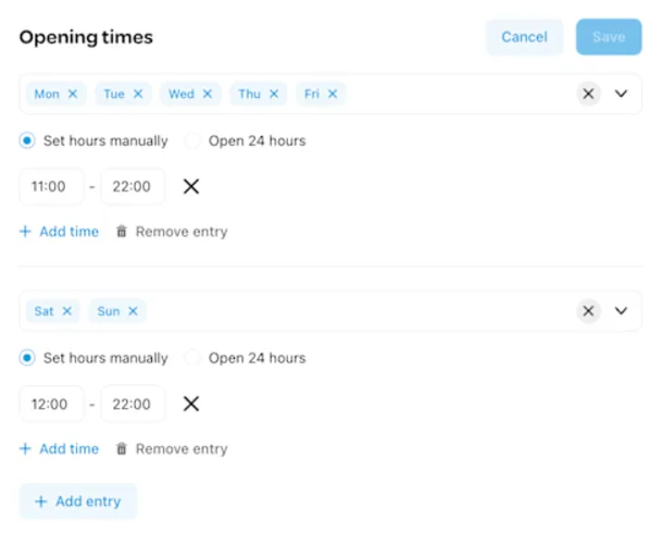 Kā iestatīt savas tirdzniecības vietas darba laiku - Wolt (Latvija)
