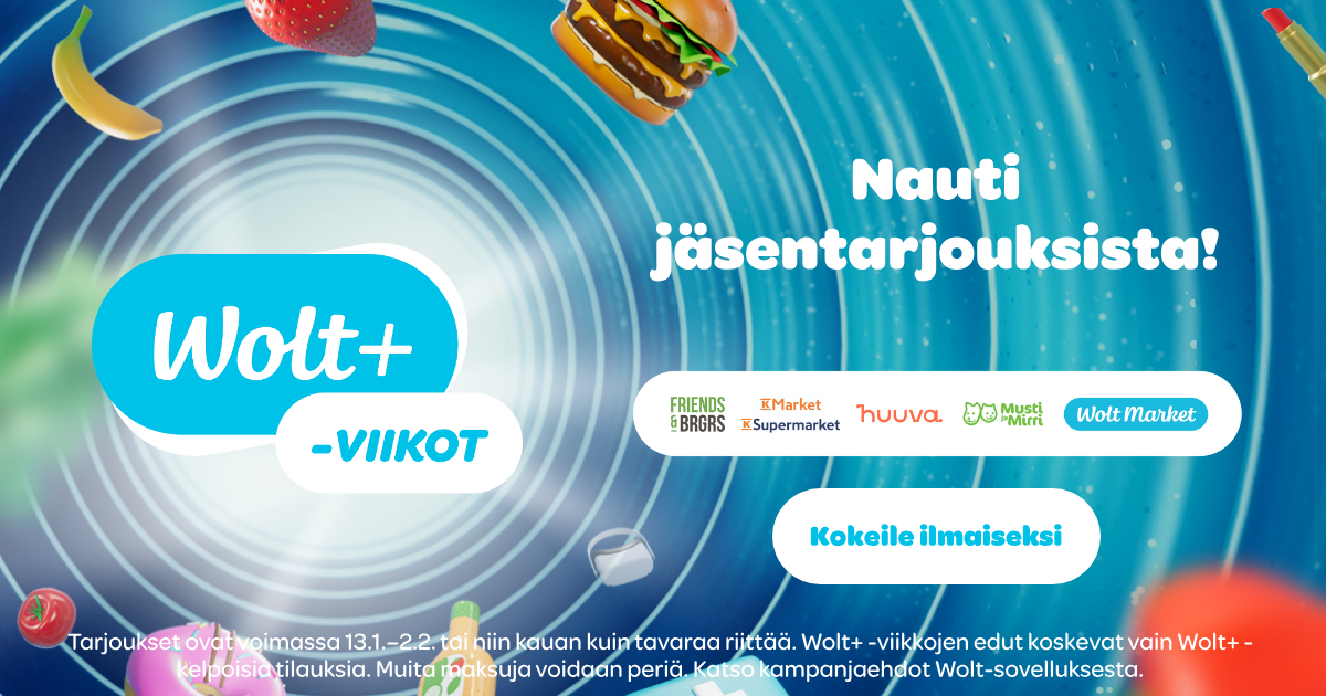 Nauti jopa 40% alennuksista Wolt+ -viikkojen aikana! - Wolt (Suomi)