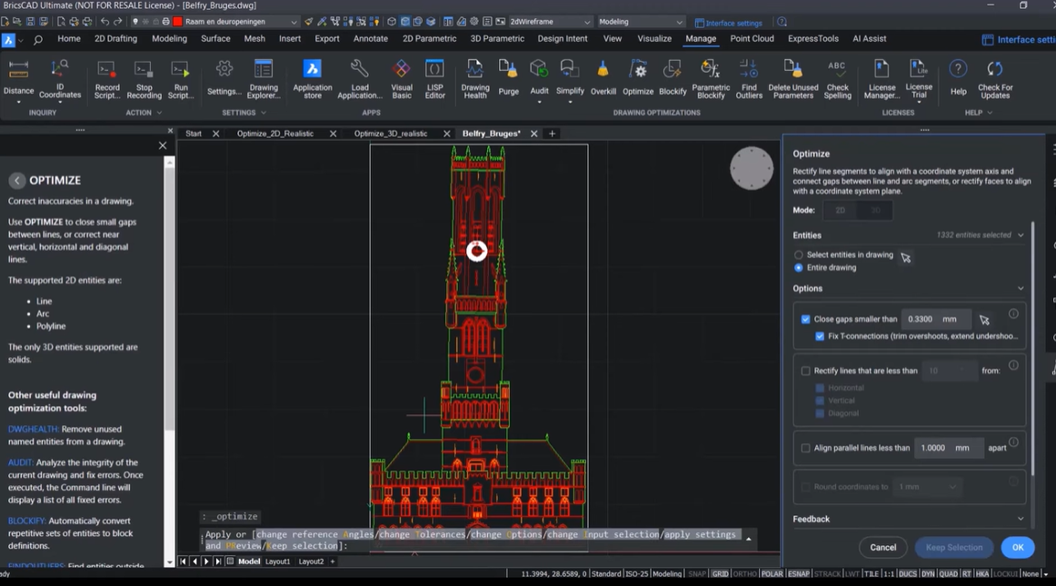 Working Smarter with BricsCAD Pro – The OPTIMIZE command Working Smarter with BricsCAD Pro – The OPTIMIZE command
