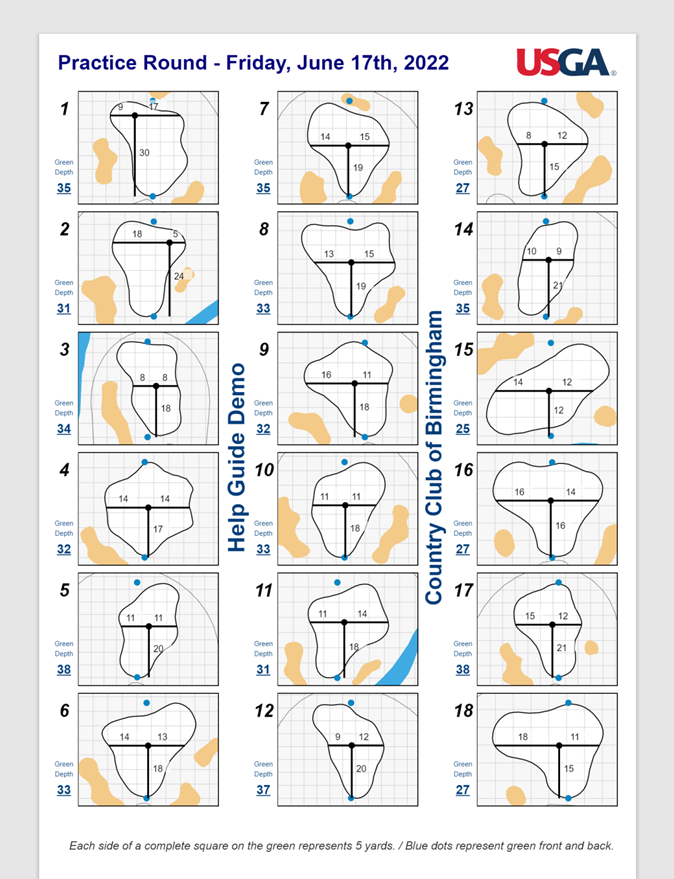 Printing Hole Location Sheets - USGA Facility Products