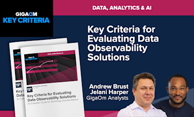 The image shows a slide titled "Key Criteria for Evaluating Data Observability Solutions" from a ...