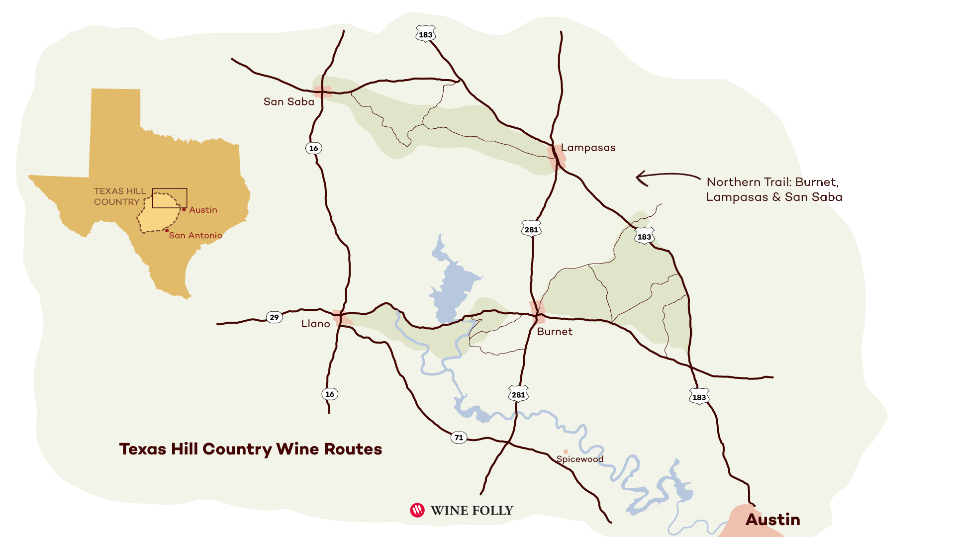 Texas Hill Wine And Vineyard Guide Map Maps Texas Hill Country Map