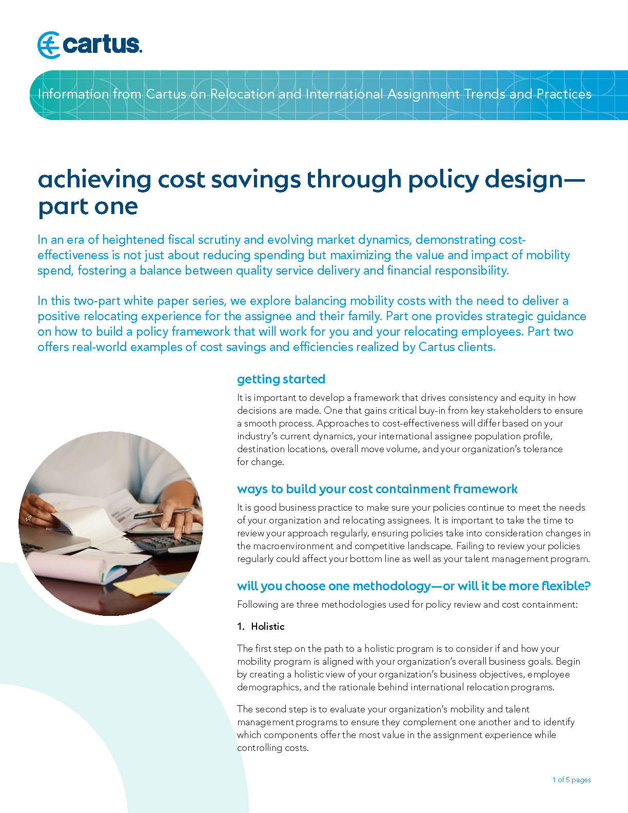 white paper: achieving cost savings through policy design – part one ...