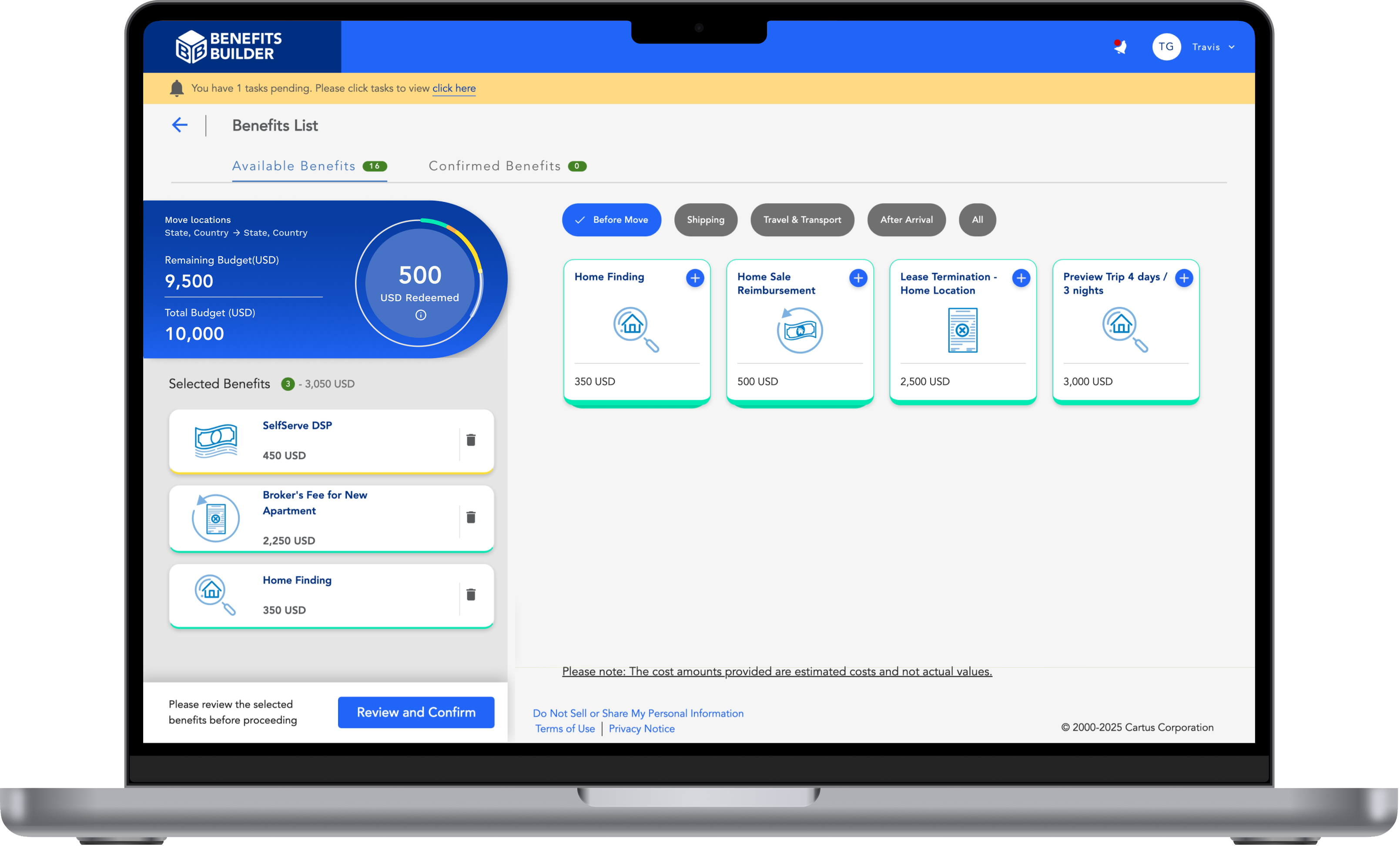 Benefits Builder | Manage Your Relocation Benefits | Cartus