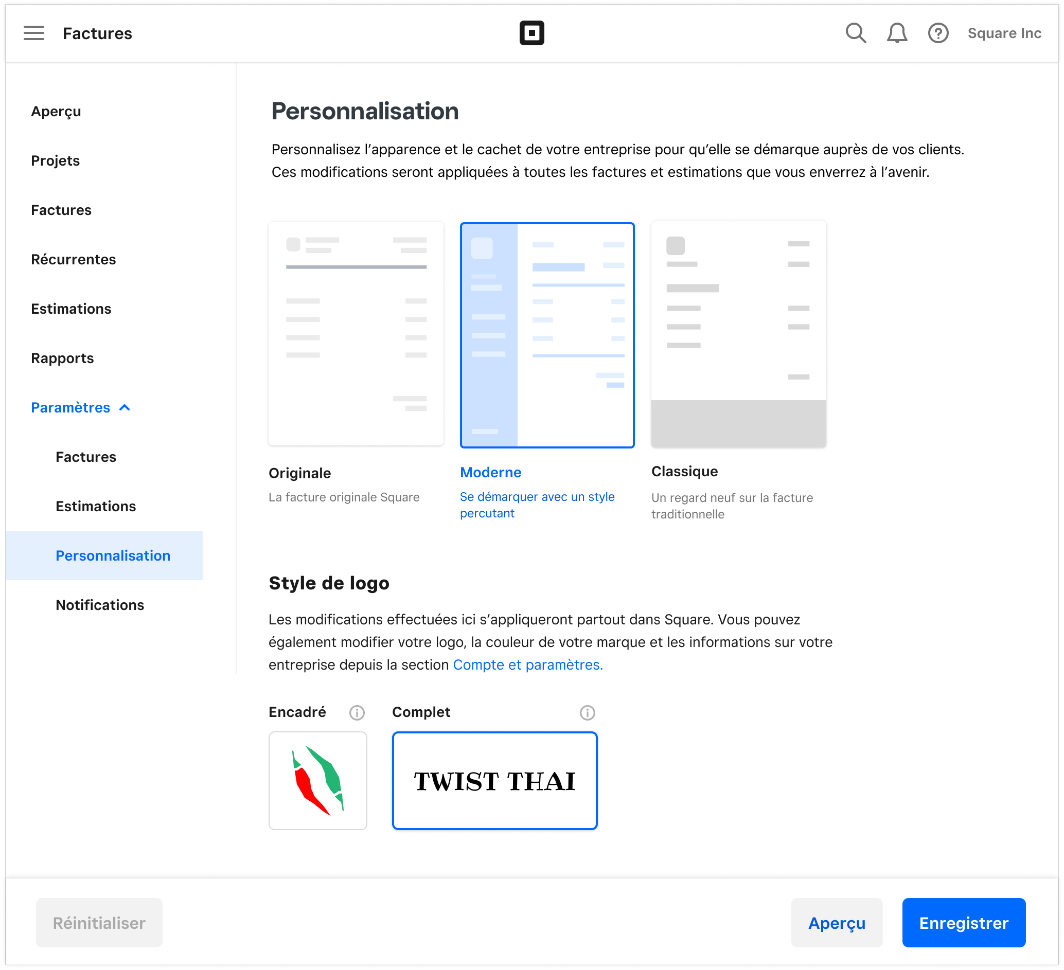 Fonctionnalités de Factures Square pour votre entreprise