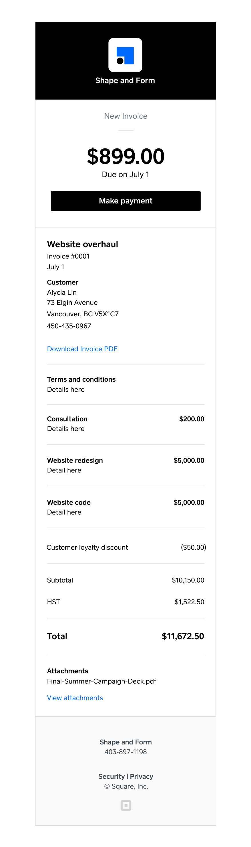 Free Invoice Software - Online Invoices | Square Invoices