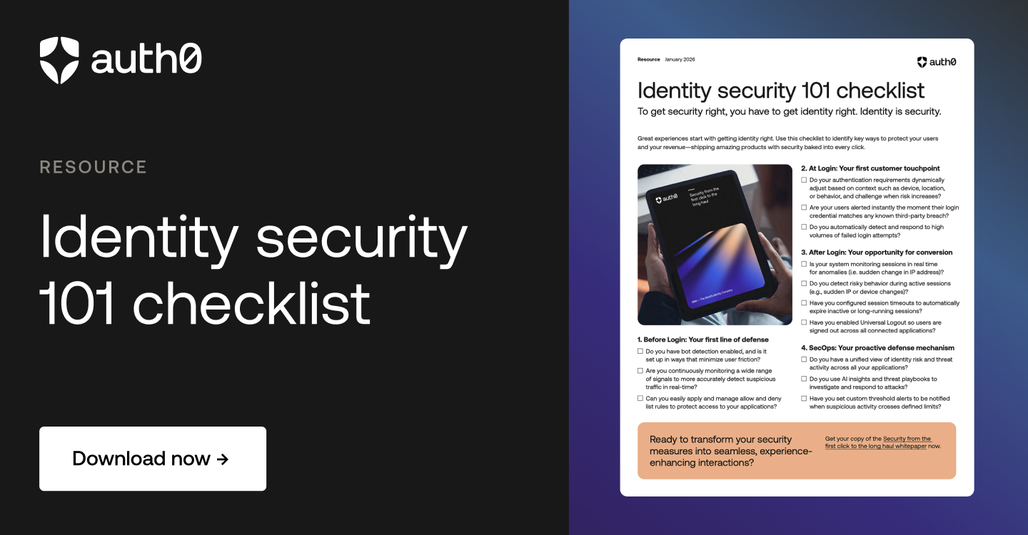 Auth0 | Identity Security 101 Checklist