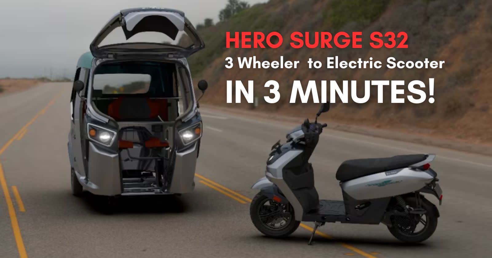 Hero Surge S32 - 3 Wheeler That Can Transform Into Electric Scooter
