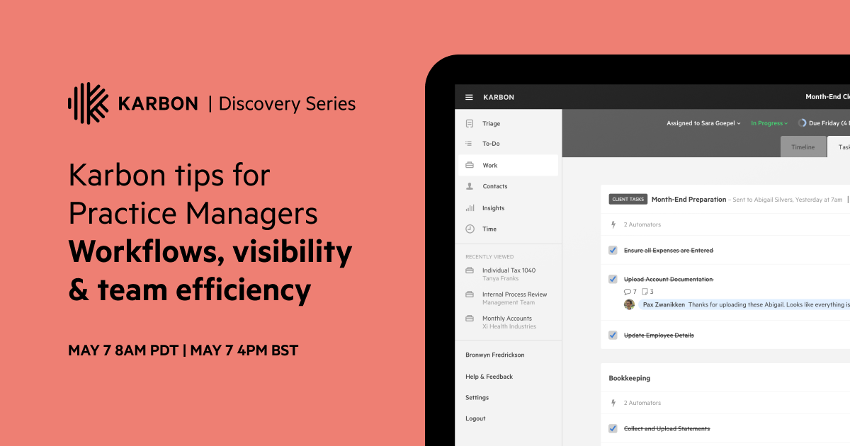 Karbon tips for Practice Managers: Workflows, visibility & team ...