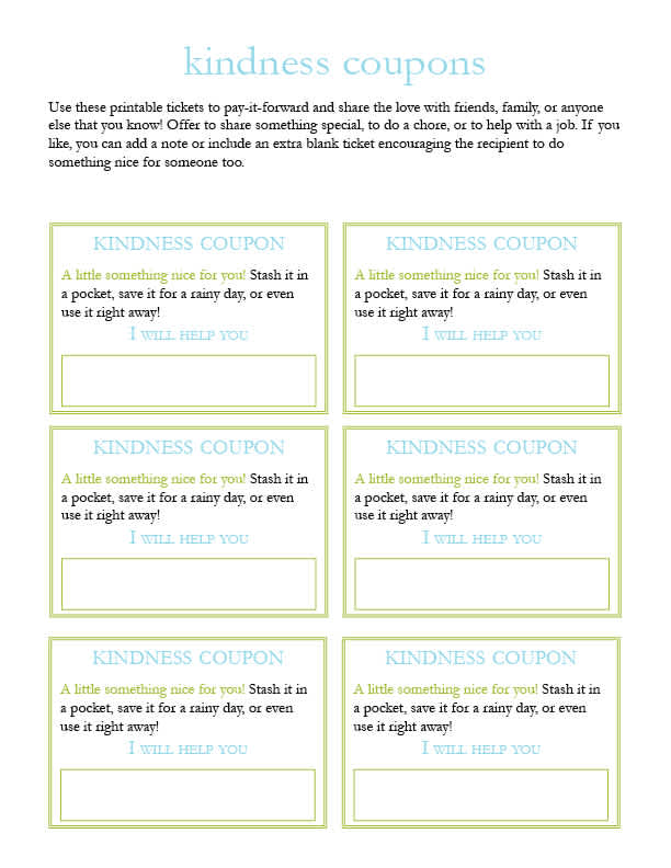 Sparkle Crafts: Kindness Coupons — Sparkle Stories