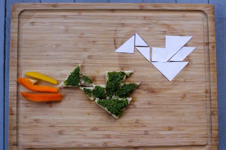 Sparkle Kitchen: Pesto Toast Tangram Dragons — Sparkle Stories