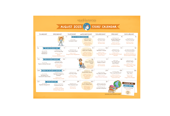 The August Audio Story Calendar — Sparkle Stories