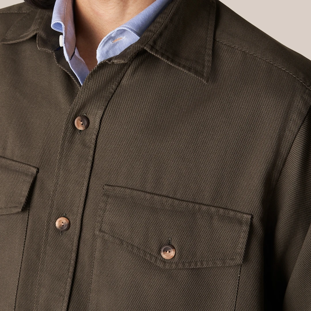 Dark Green Heavy Dobby Overshirt - Eton