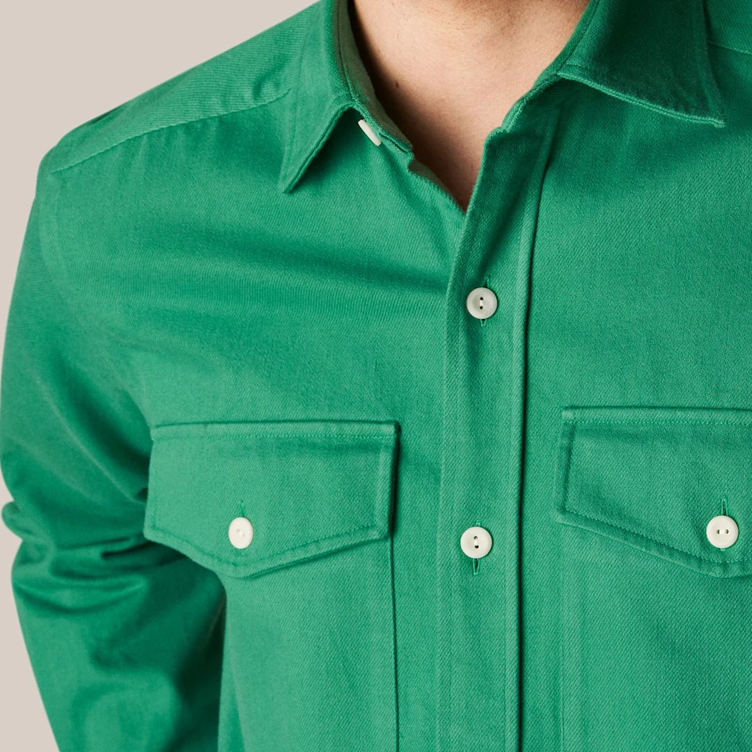 Green Heavy Denim Twill Overshirt - Eton
