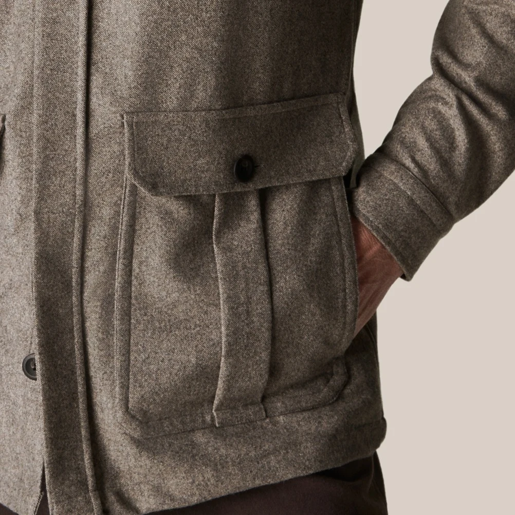 Light Brown Wool Cashmere Twill Overshirt - Eton