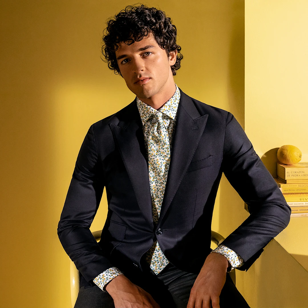 Yellow Lemon Print Signature Twill Shirt - Eton