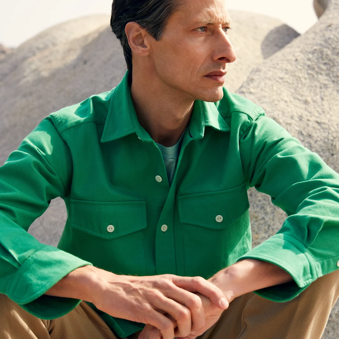 Green Heavy Denim Twill Overshirt - Eton