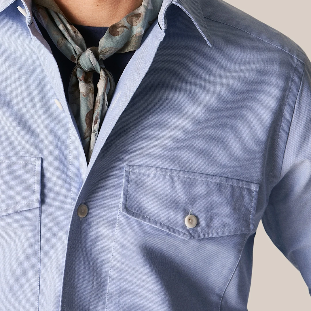 Light Blue Oxford Overshirt - Eton