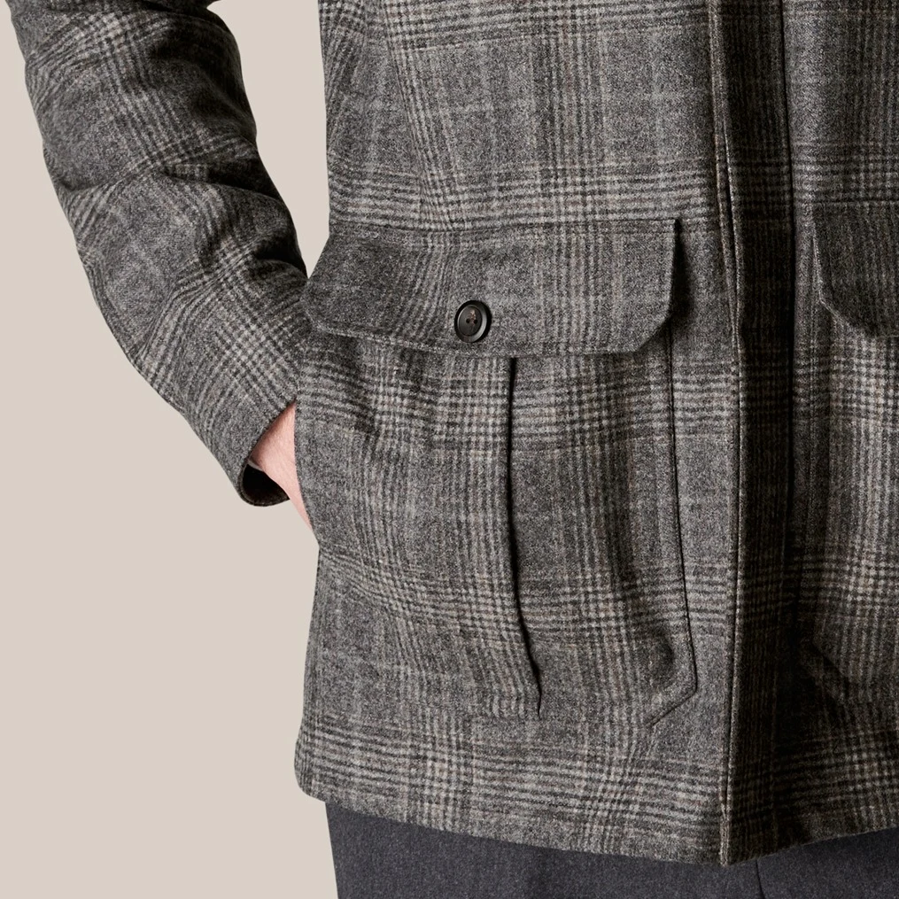 Mid Gray Check Wool-Cashmere Flannel Overshirt - Eton