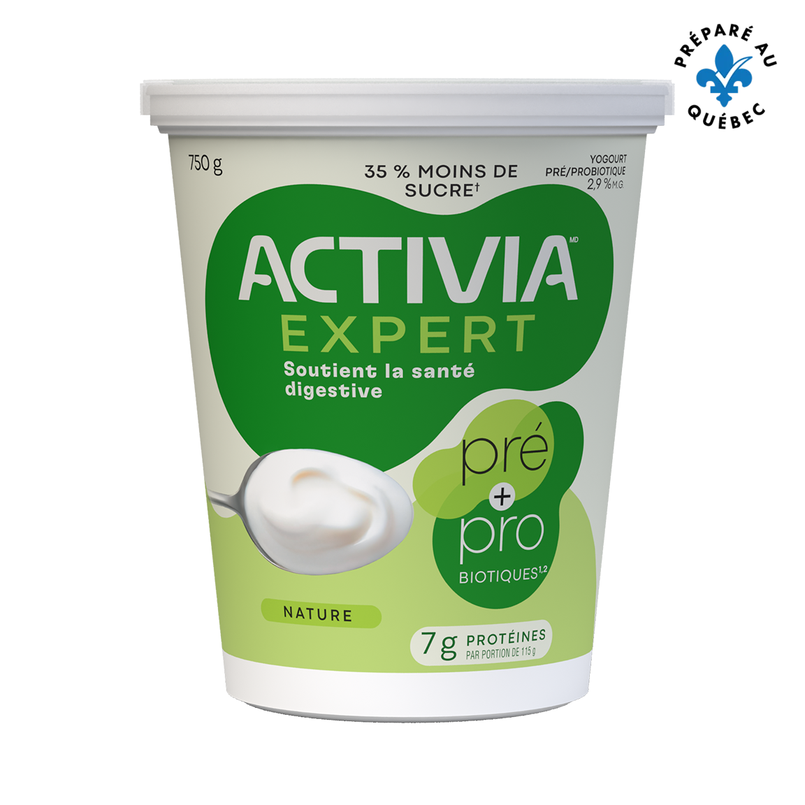Yogourt probiotique et prébiotique nature | Sans sucre ajouté | Activia