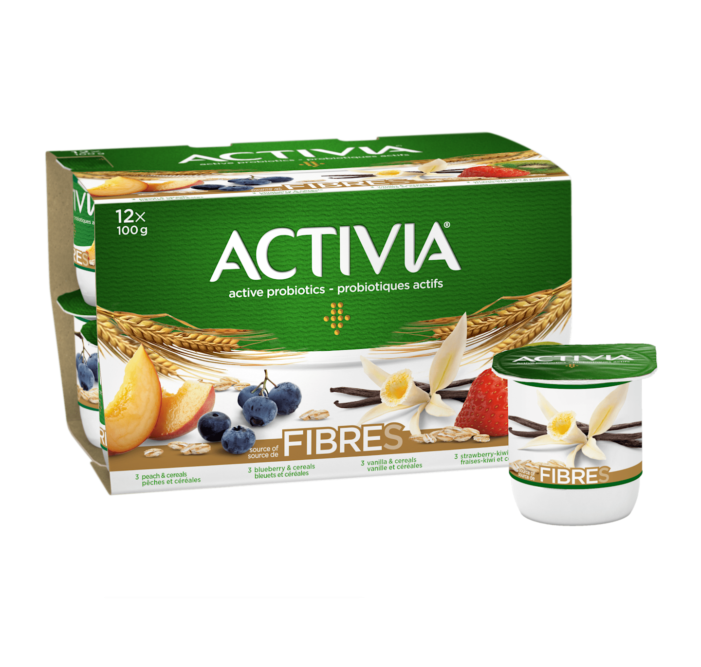 Source of Fibre Peach-Cereals Probiotic Yogurt | Activia