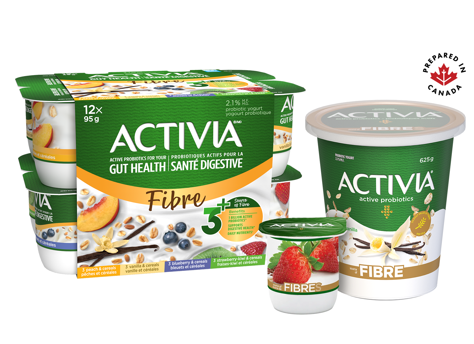 High Fibre Strawberry-Kimi-Cereals Probiotic Yogurt | Activia Canada