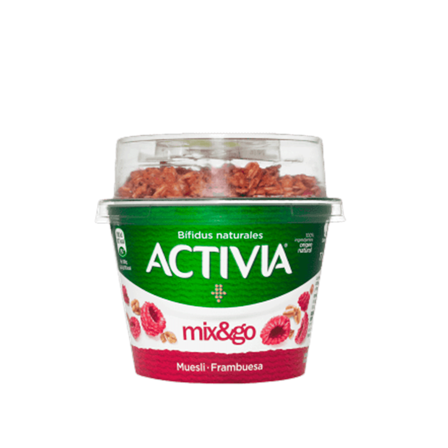 Activia con muesli y frambuesa