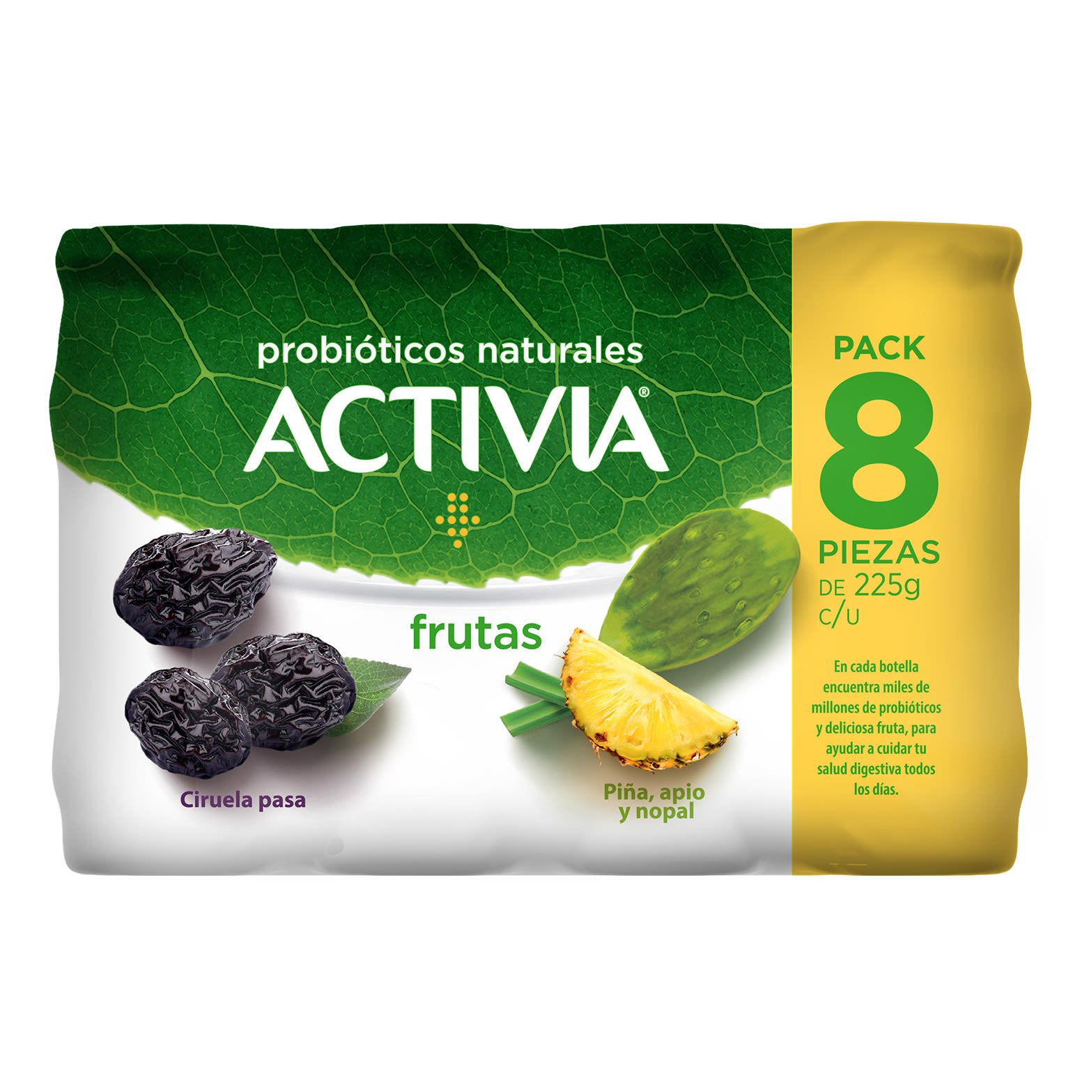 Activia Multi-Pack Ciruela pasa y Piña, Apio Nopal (8 pzas)