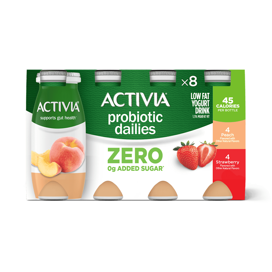 Activia® Dailies Probiotic Drink with 0g Added Sugar† - Strawberry ...