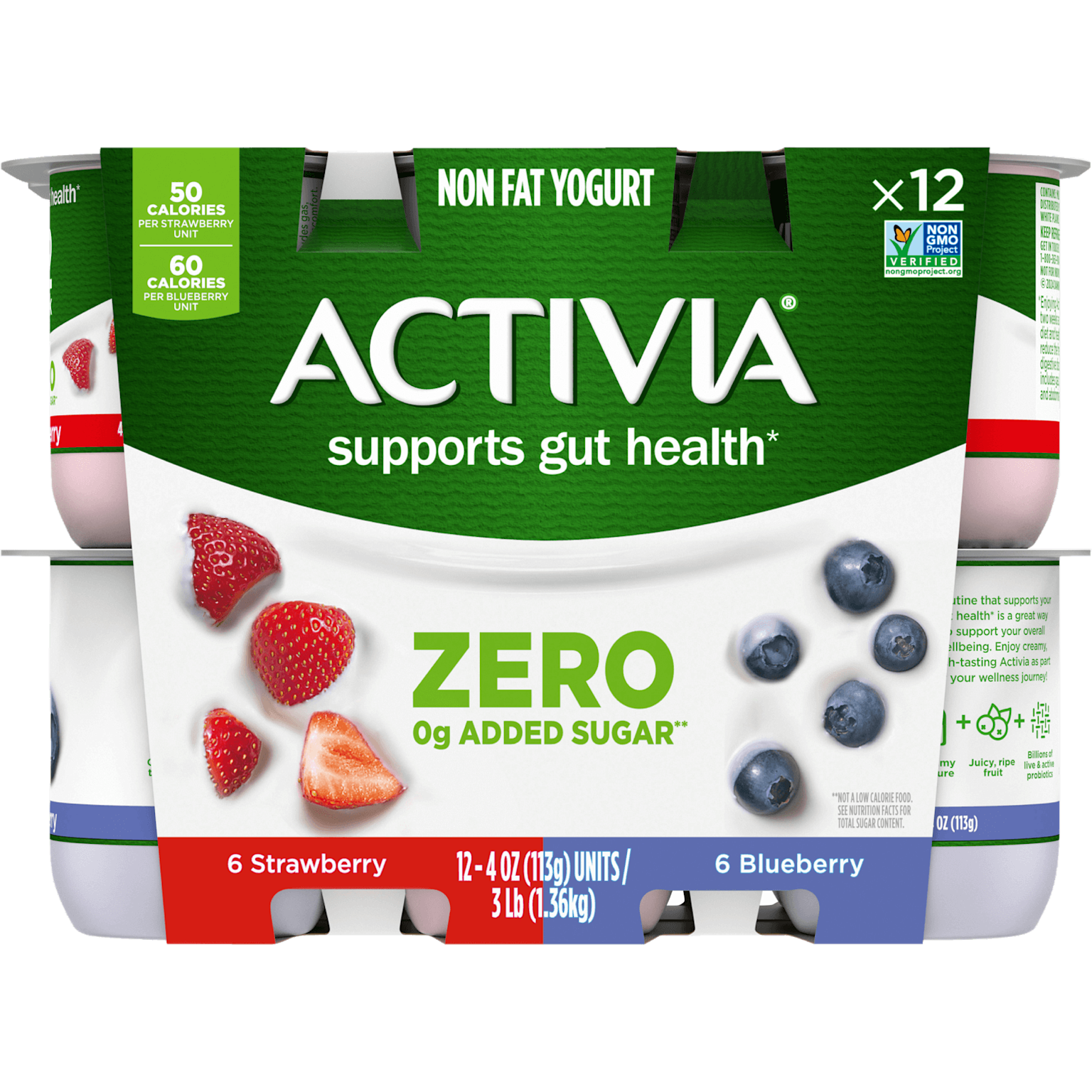Activia® Zero Probiotic Yogurt with 0g Added Sugar† - Strawberry ...