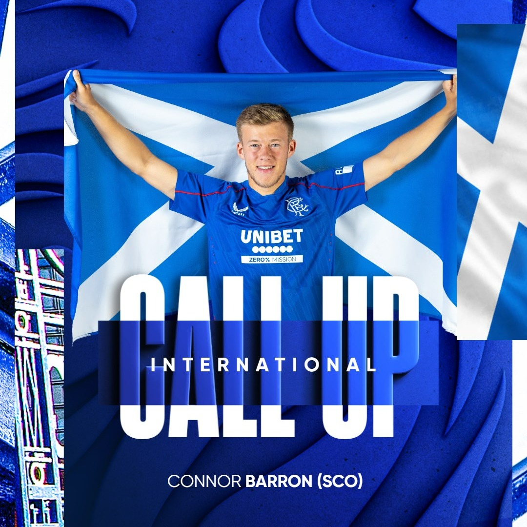 Connor Barron Receives First Senior Scotland Call-Up | Rangers Football ...