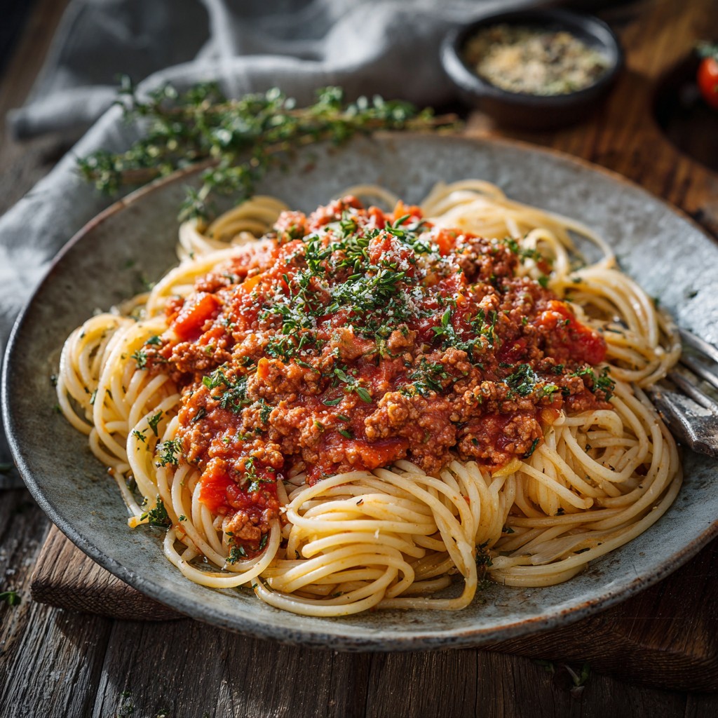 Pilno Grūdo Spagečiai Su Liesa Jautienos „Bolognese“