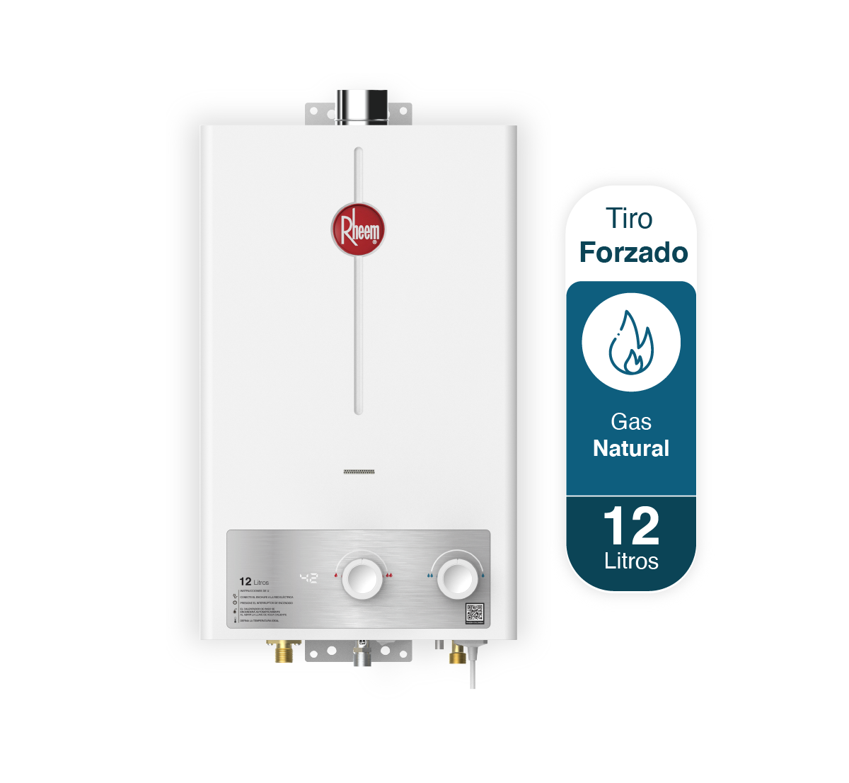 Calentador Rheem 12 litros Tiro Forzado Blanco | Vanti